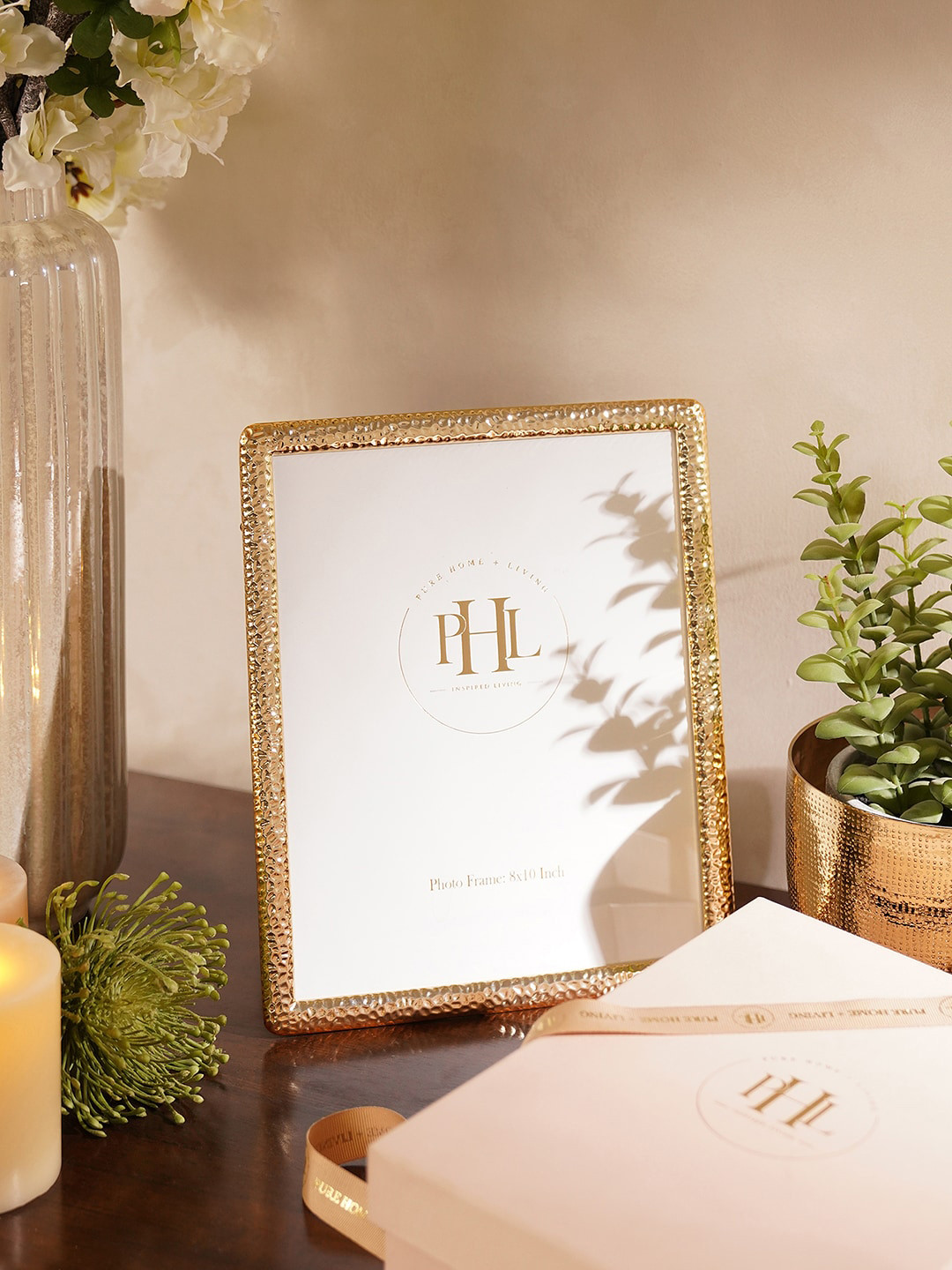 Buy Pure Home And Living Gold Plated Hammered Metal Photo Frame Large ...