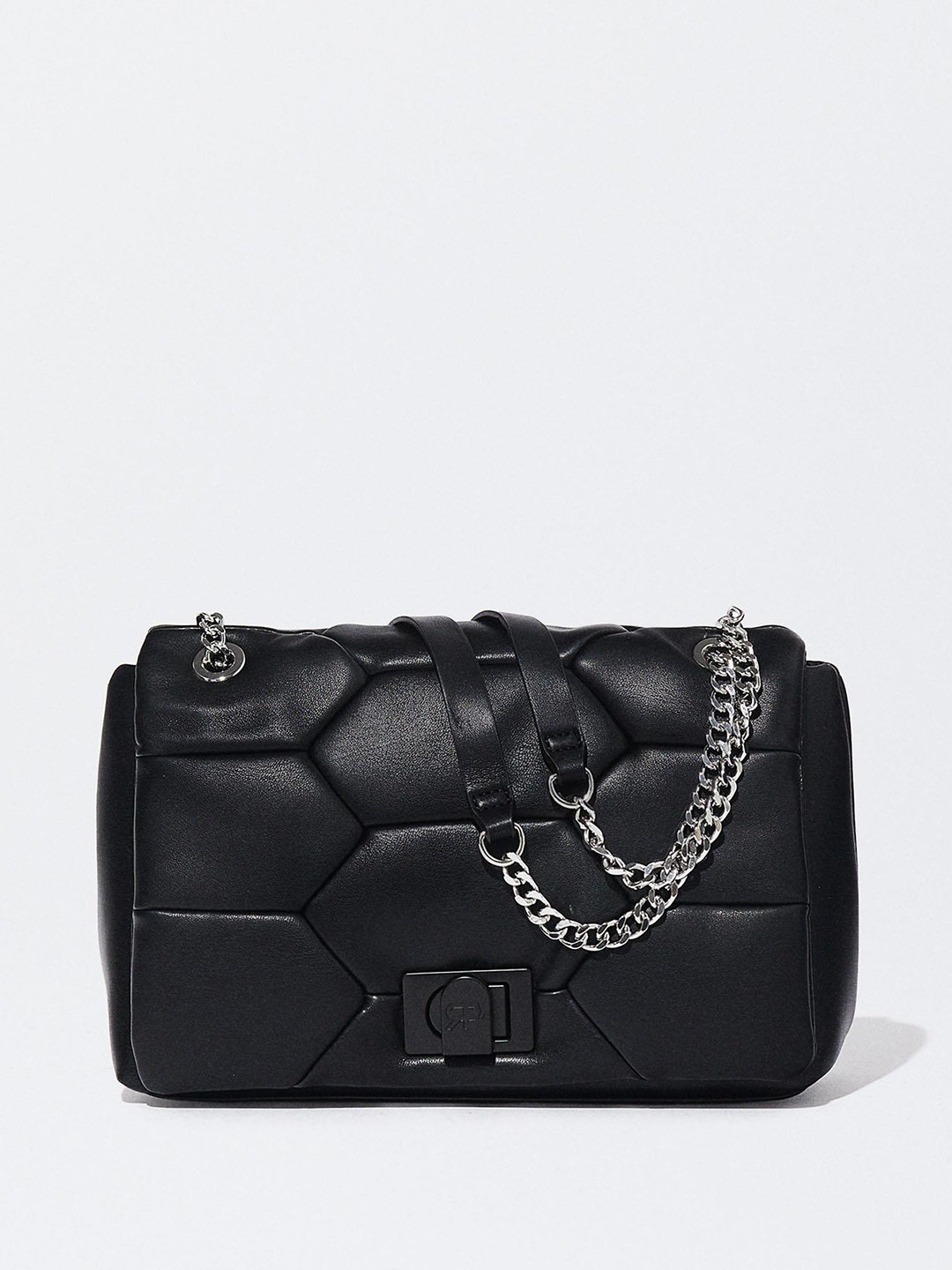 Buy PARFOIS Geometric Textured Structured Shoulder Bag With - Handbags ...