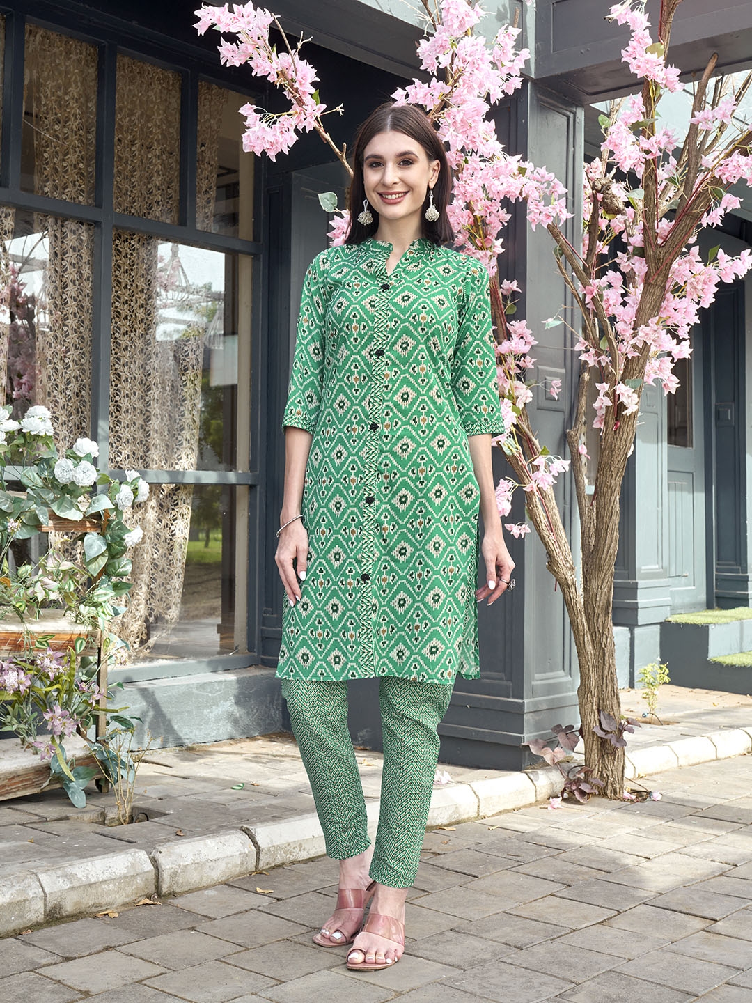 Buy Anouk Women Green Ethnic Motifs Printed Regular Pure Cotton Kurta