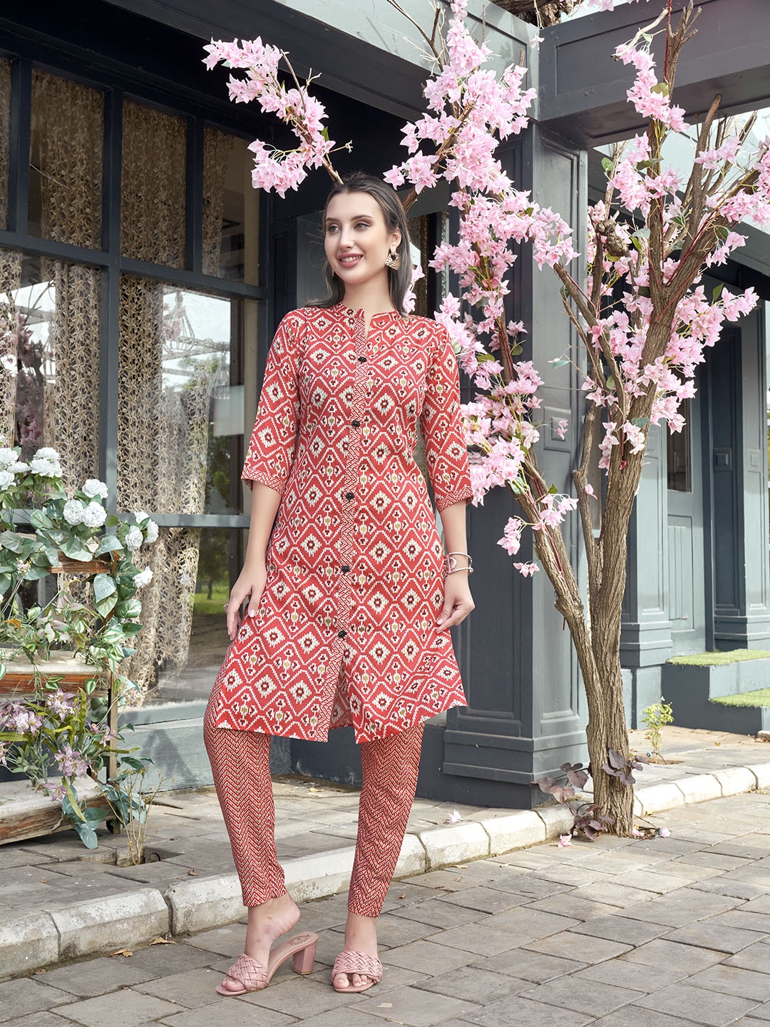 Buy Anouk Women Orange Ethnic Motifs Printed Panelled Pure Cotton Kurta