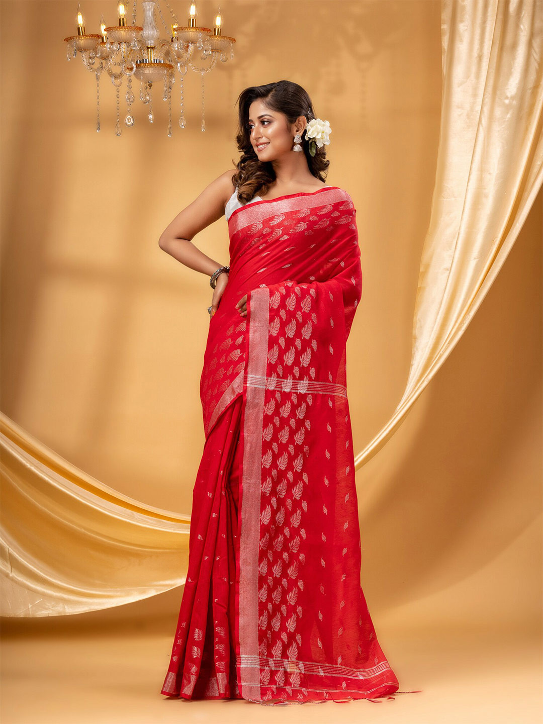 Buy DESH BIDESH Ethnic Motifs Woven Design Zari Silk Cotton Ready To ...