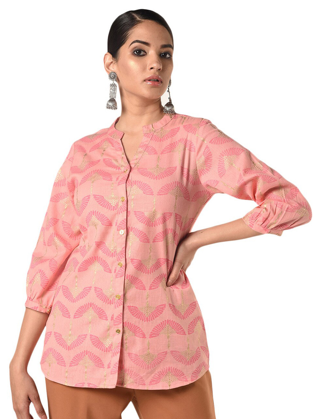 Buy JAIPUR ATTIRE Ethnic Motifs Printed Cotton Tunic - Tunics for Women ...