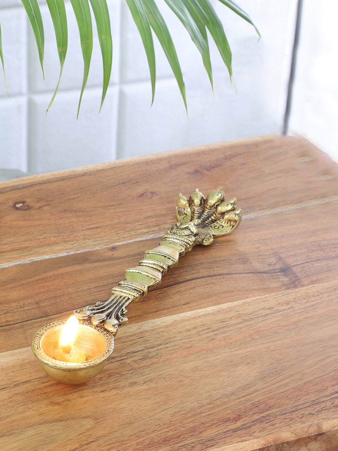 Buy Two Moustaches Beige Sheshnag Design Hawan Spoon For Pouring Ghee ...