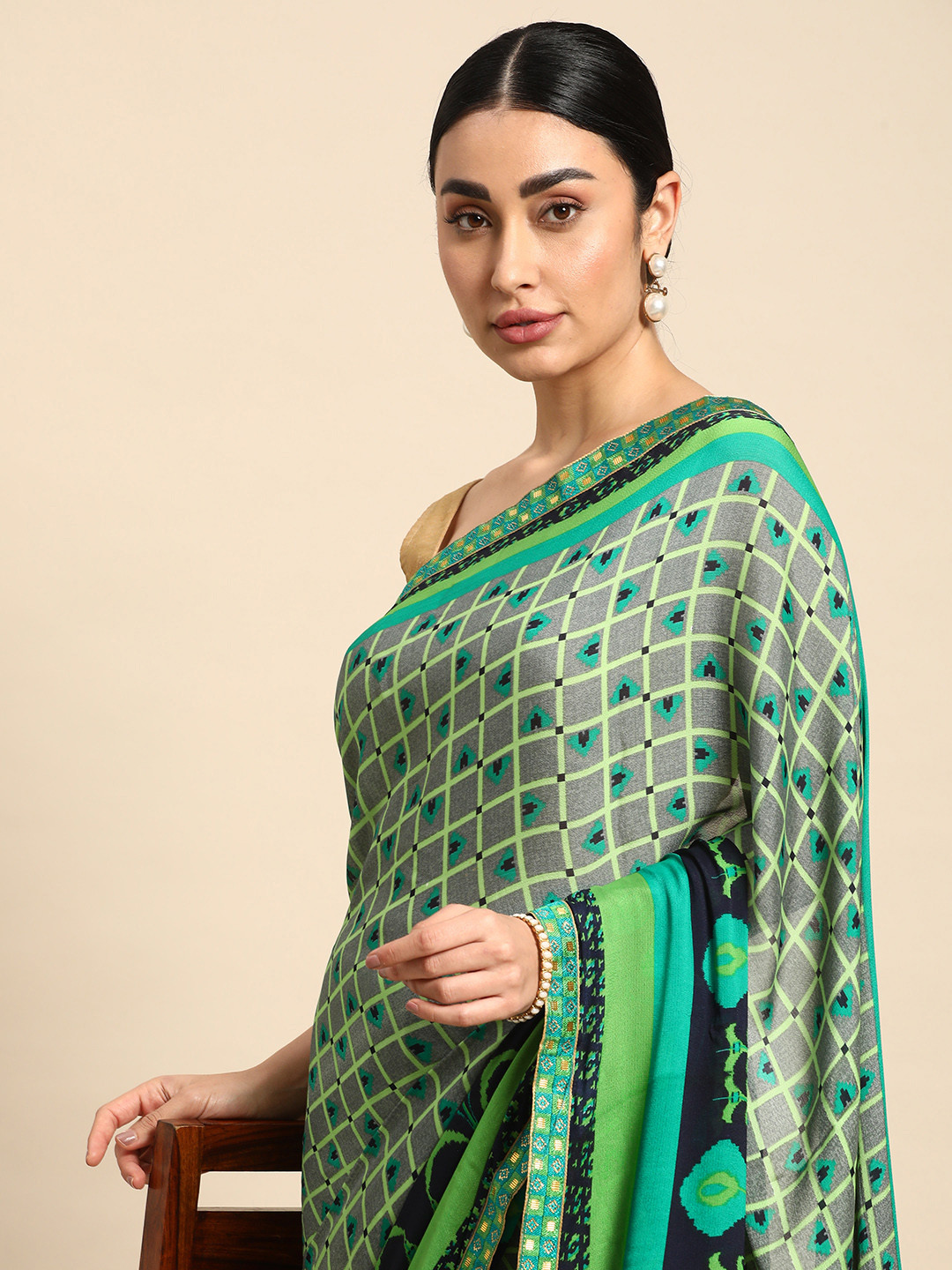 Buy HERE&NOW Abstract Printed Pure Cotton Saree - Sarees for Women ...