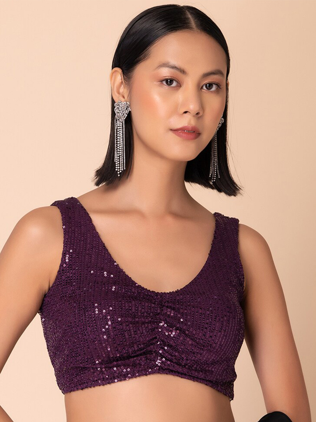 Buy Indya Luxe Sleeveless Sequined Saree Blouse - Saree Blouse for ...