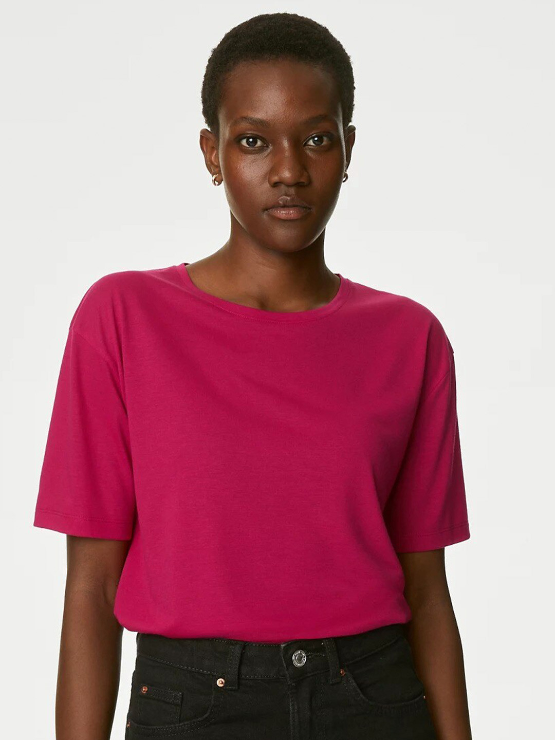 Buy Marks & Spencer Solid Relaxed Fit T Shirt - Tshirts for Women ...