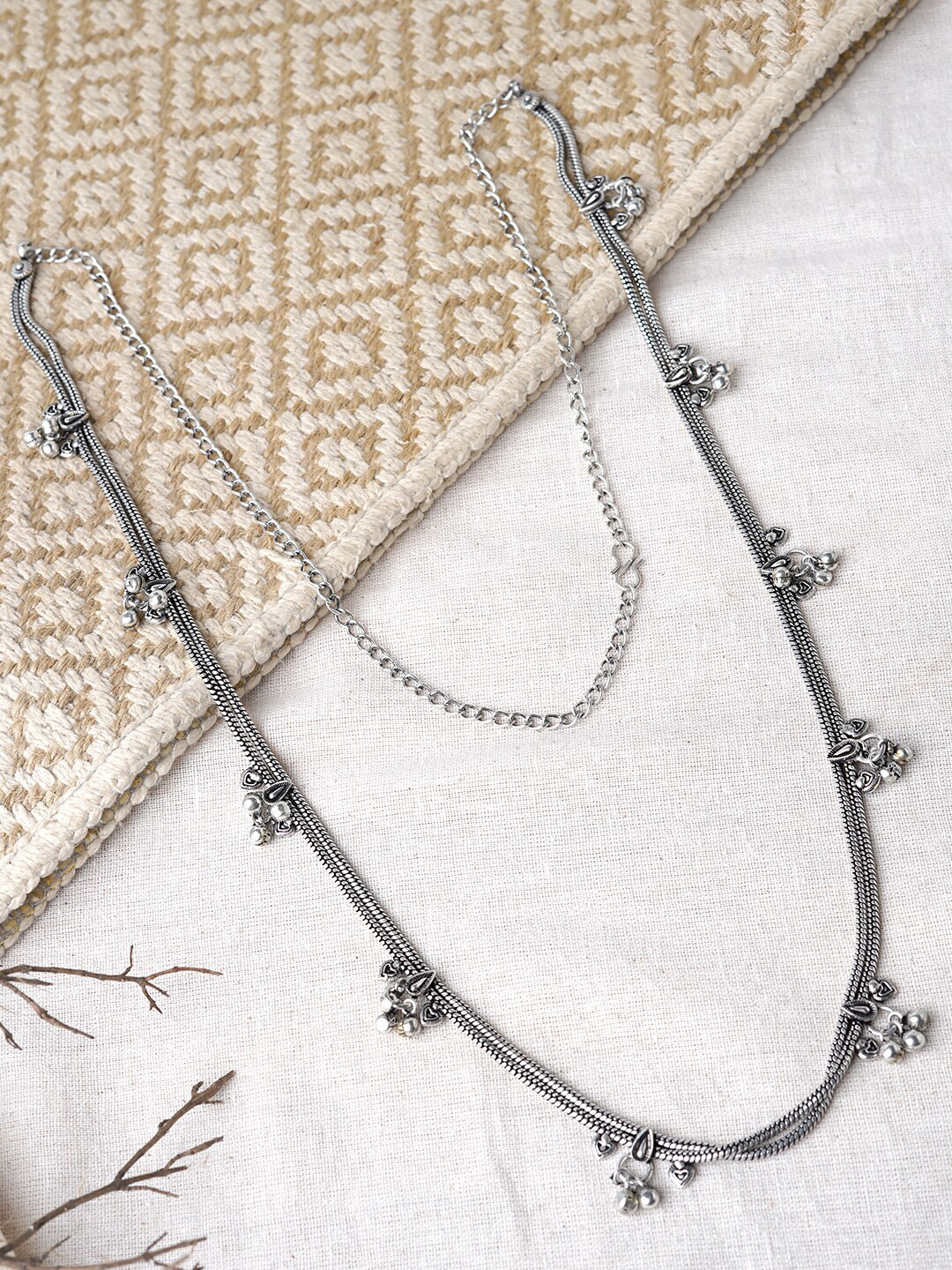 Buy TEEJH Silver Plated Minimal Body Chain - Necklace And Chains for ...