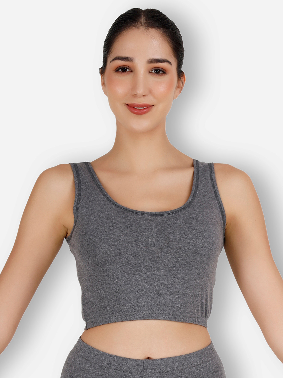 Buy SELFCARE Round Neck Sleeveless Cropped Thermal Top - Thermal Tops ...