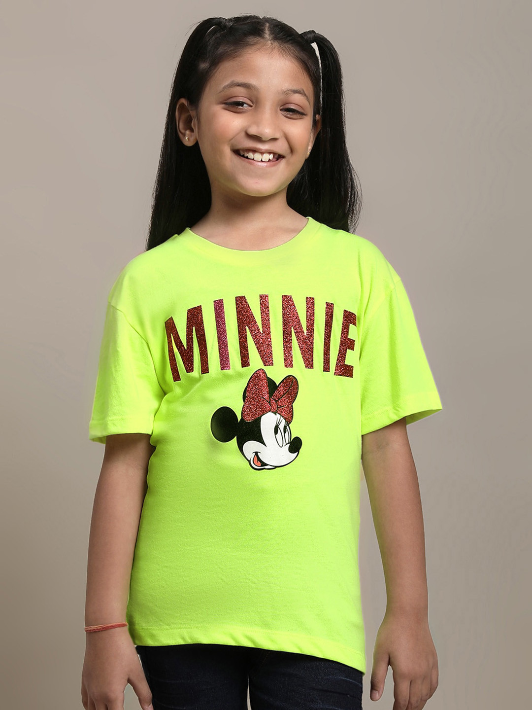 Buy Kids Ville Girls Humour And Comic Minnie Mouse Graphic Printed Pure ...