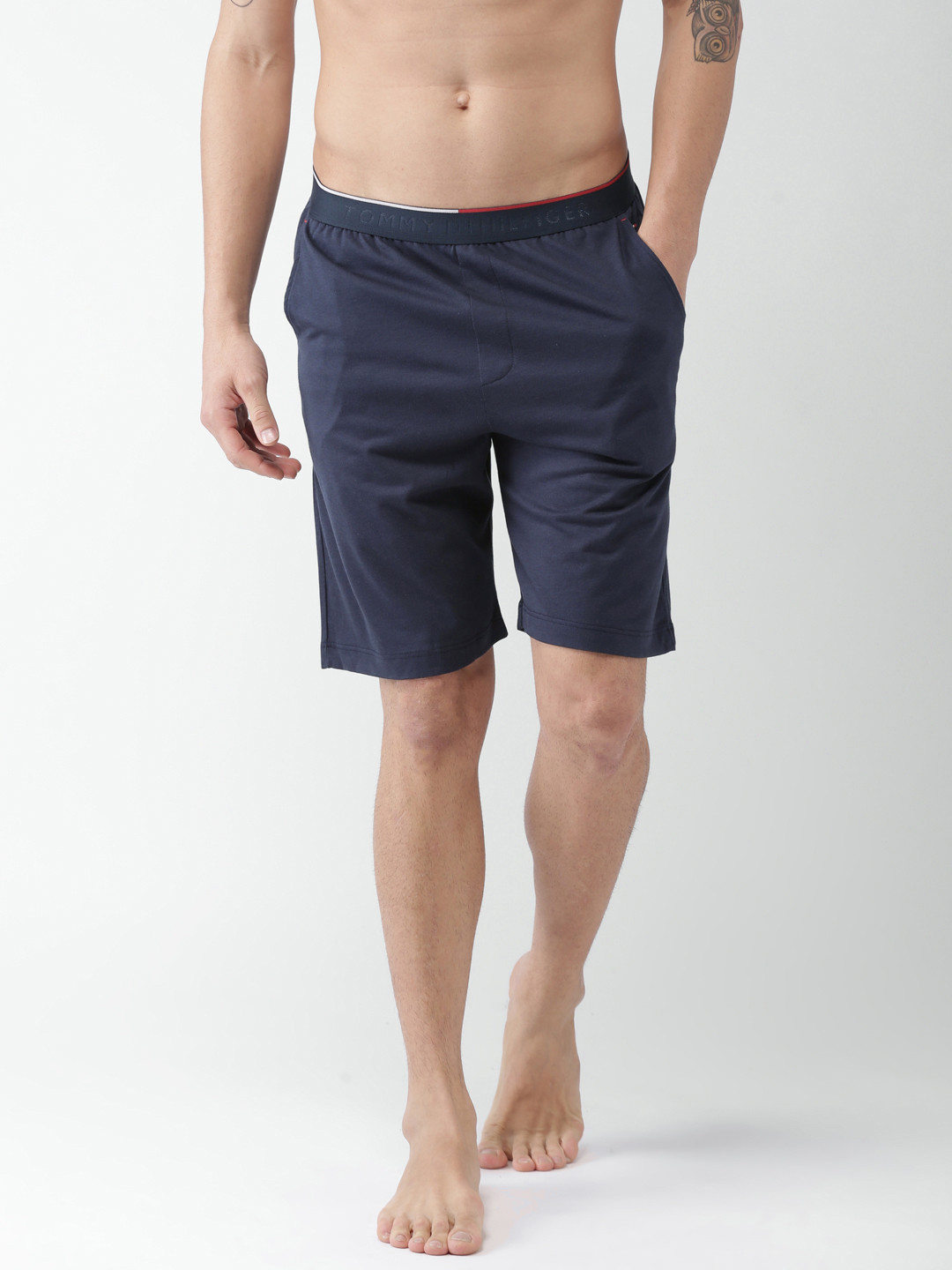 Buy Tommy Hilfiger Men Navy Blue Solid Lounge Shorts - Lounge Shorts ...