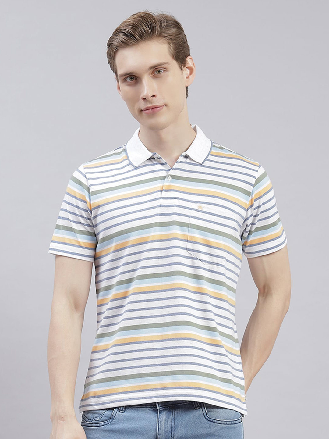Buy Monte Carlo Striped Polo Collar T Shirt Tshirts For Men 25121078