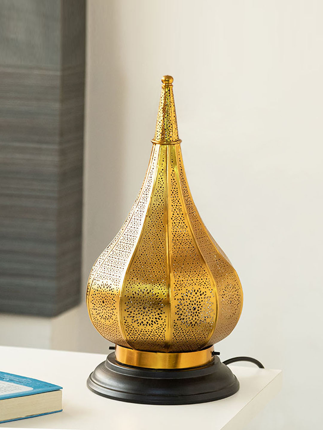 Buy ExclusiveLane Moroccan Dome Golden Handcrafted Table Lamp With ...