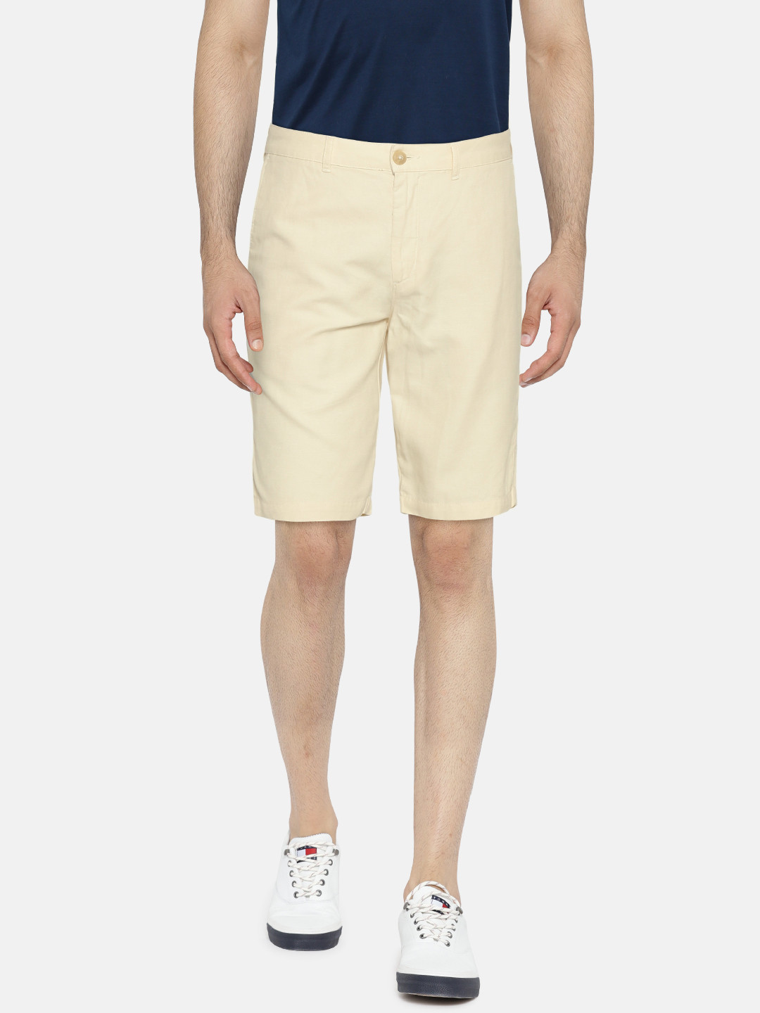 Buy ColorPlus Men Beige Tailored Fit Regular Shorts - Shorts for Men ...