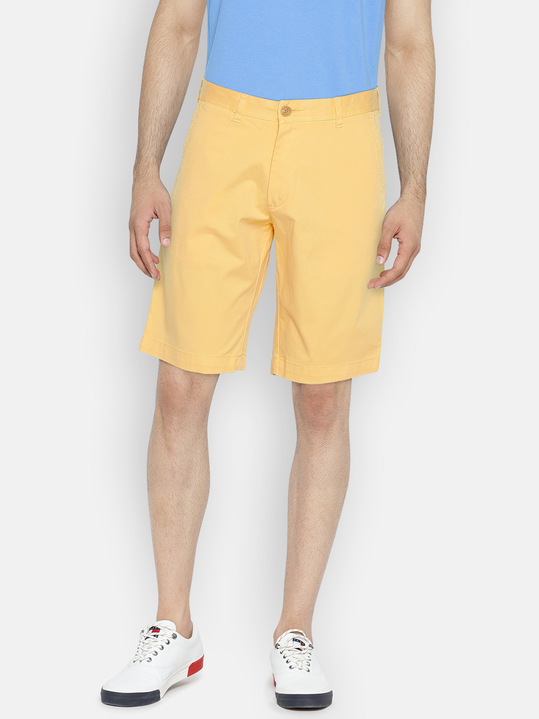 Buy ColorPlus Men Yellow Solid Regular Fit Chino Shorts - Shorts for ...