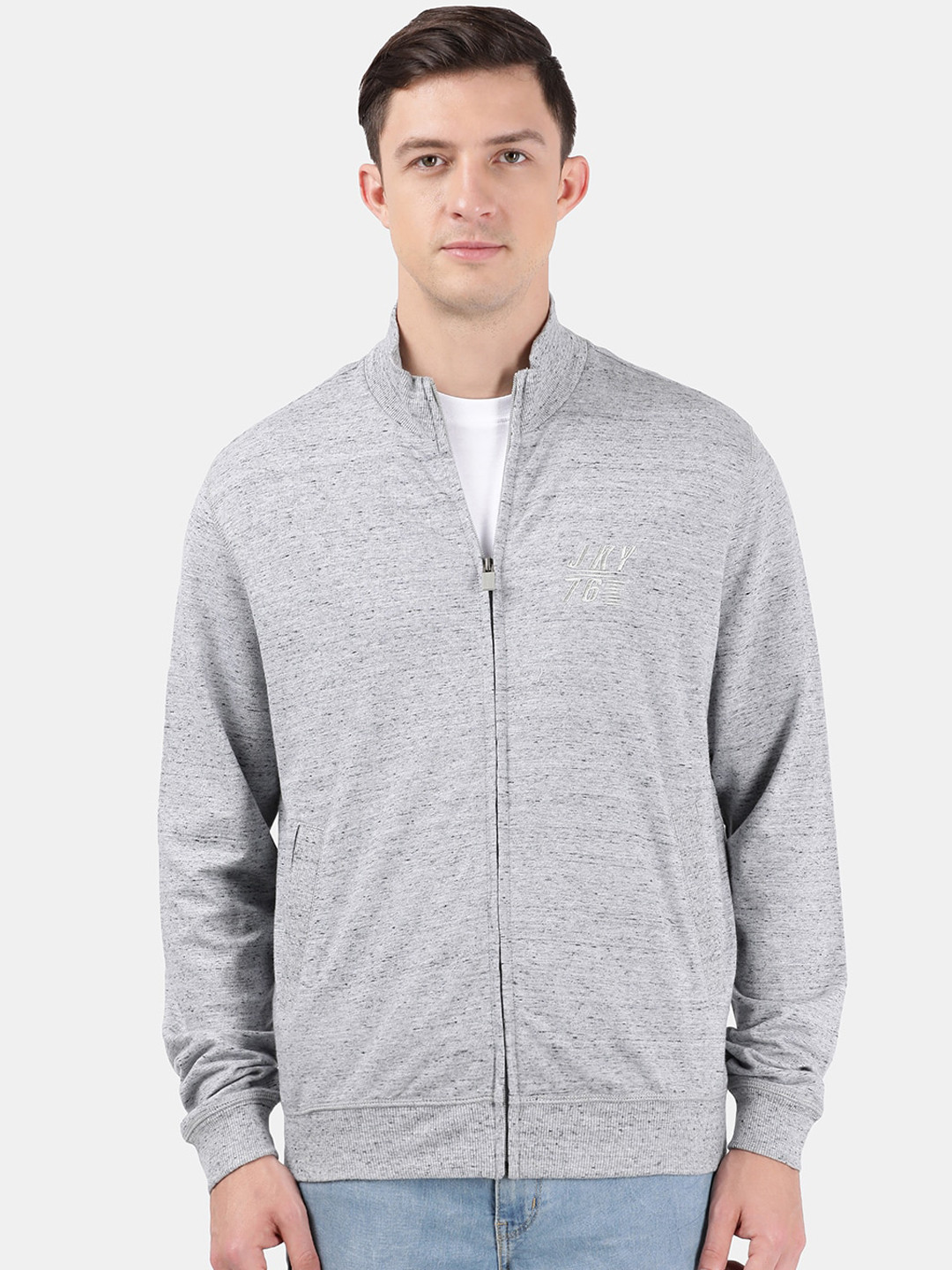 Buy Jockey Self Design Mock Collar Cotton Open Front Jacket - Jackets ...