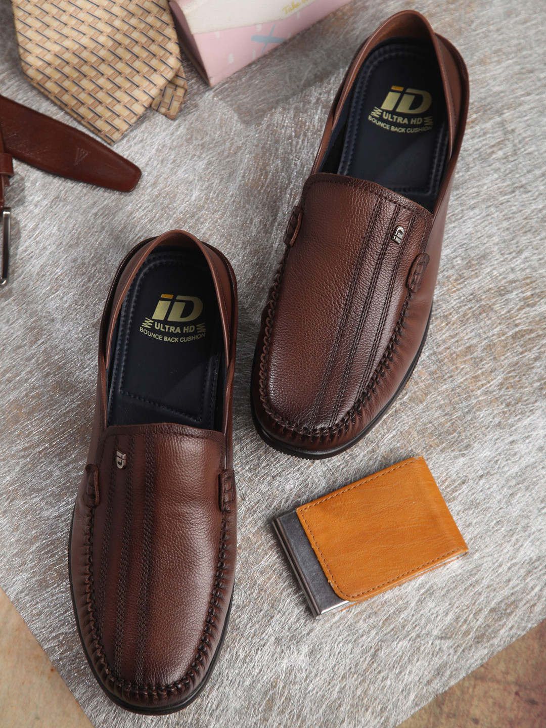 Buy ID Men Leather Lightweight Square Toe Comfort Insole Loafers ...