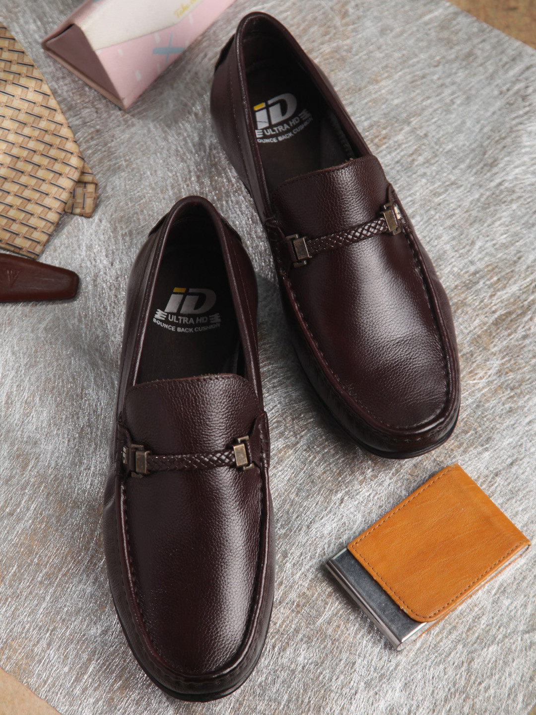 Buy ID Men Leather Lightweight Square Toe Comfort Insole Loafers ...