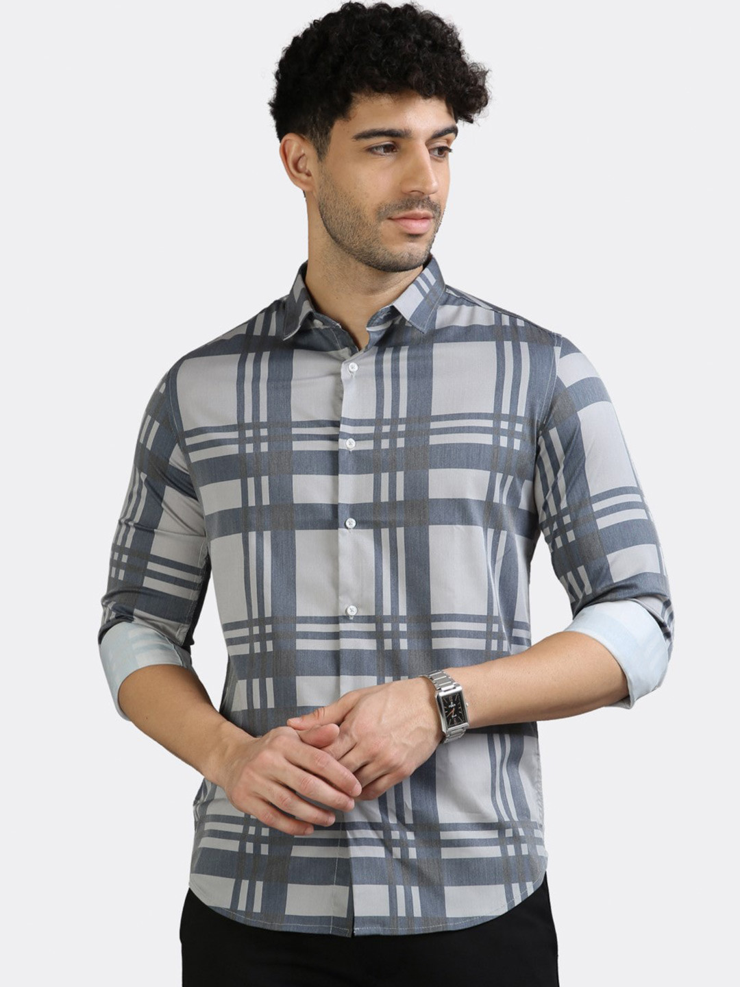 Buy BADMAASH Slim Fit Tartan Checks Casual Shirt - Shirts for Men ...