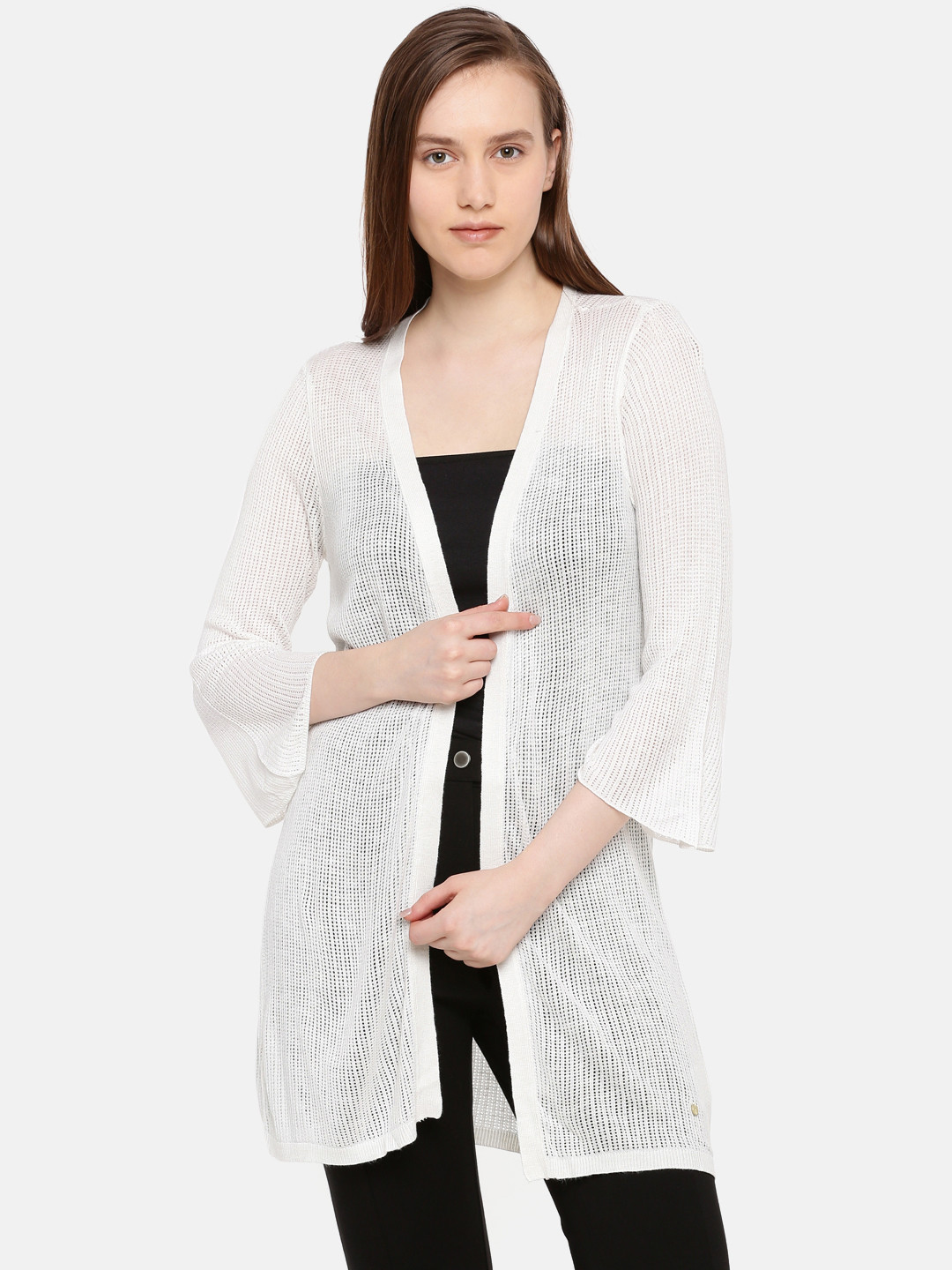 Buy Elle White Solid Open Front Shrug - Shrug for Women 2513298 | Myntra