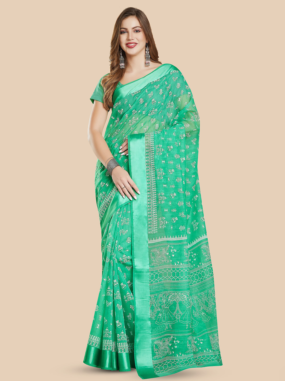 Buy Rani Saahiba Warli Printed Block Print Saree - Sarees for Women ...