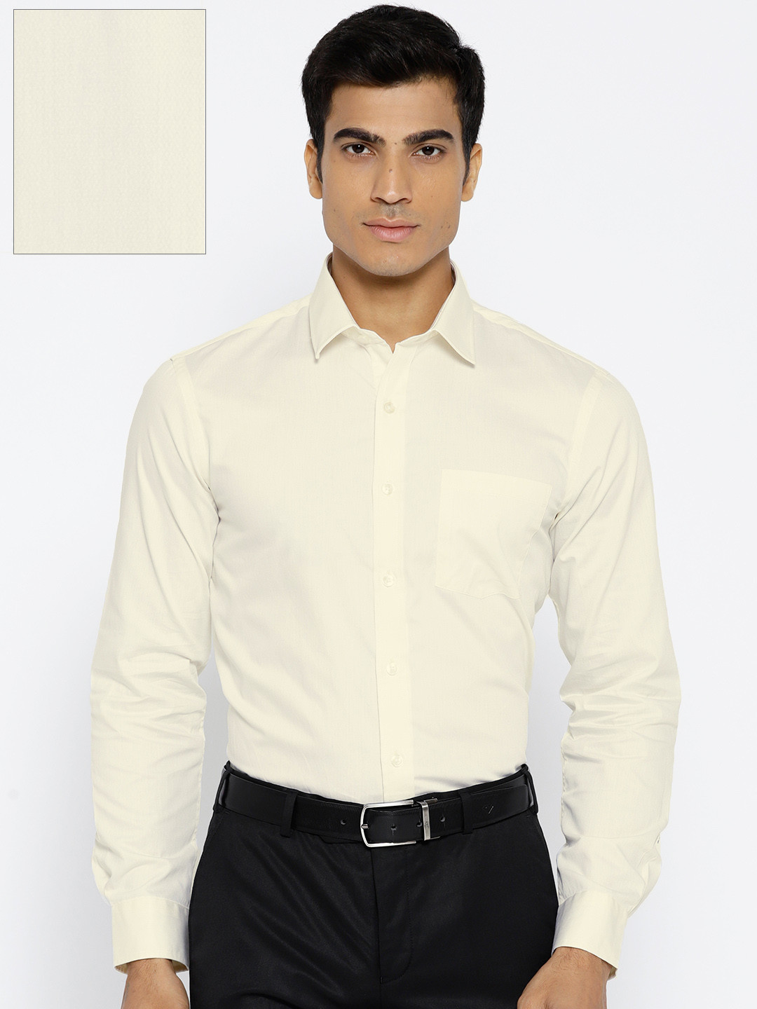 Buy Arrow Men Off White Snug Slim Fit Solid Formal Shirt - Shirts for ...