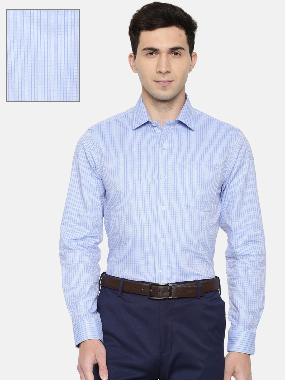 Buy Arrow Men Blue Snug Slim Fit Self Design Formal Shirt - Shirts for ...