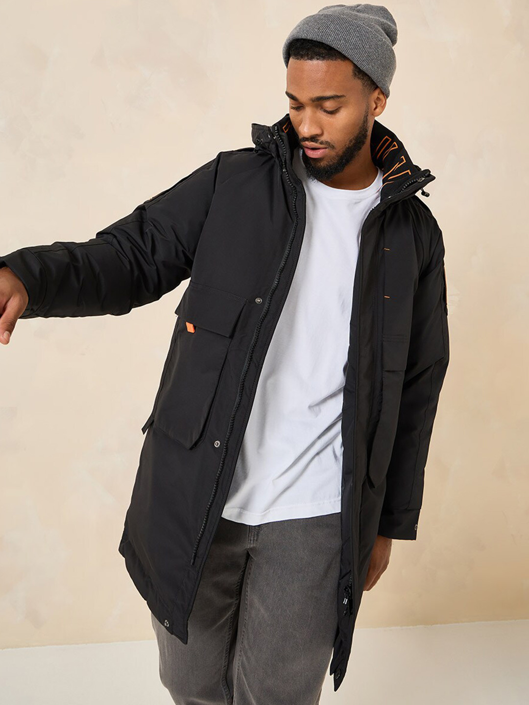 Buy Styli Longline Parka Lined Jacket With Utility Pockets - Jackets ...