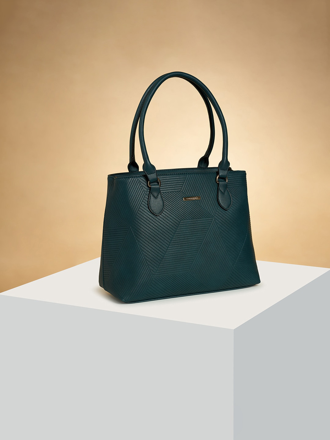 Buy Forever Glam By Pantaloons Teal Colourblocked PU Oversized ...