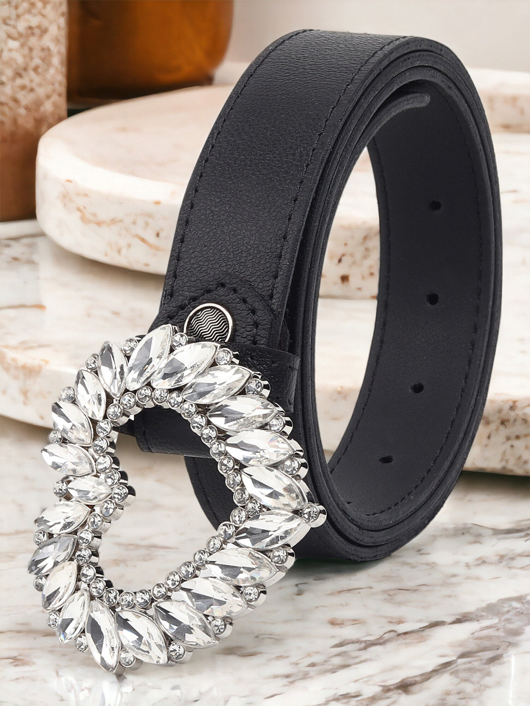 Buy ZORO Women Textured Vegan Leather Push Pin Closure Belt - Belts for ...