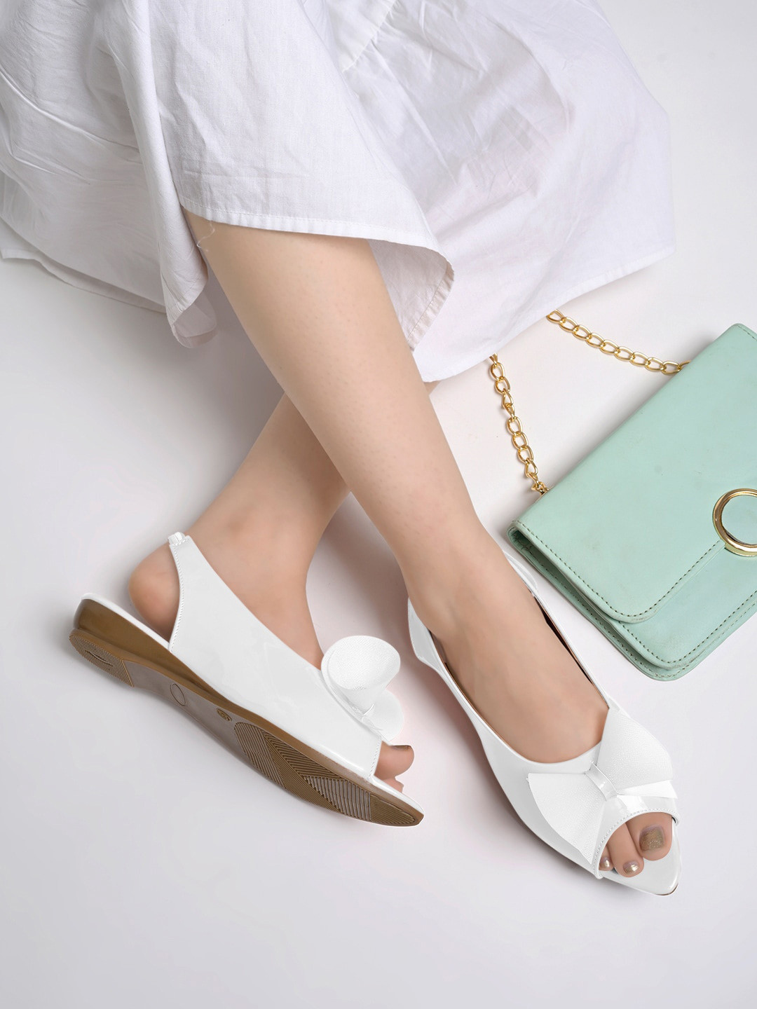 Buy Shoetopia Peep Toe Open Toe Flats With Backstrap - Flats for Women ...