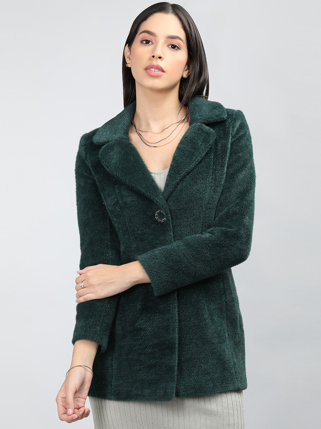 Buy LURE URBAN Notch Lapel Collar Regular Fit Woolen Single Breasted ...