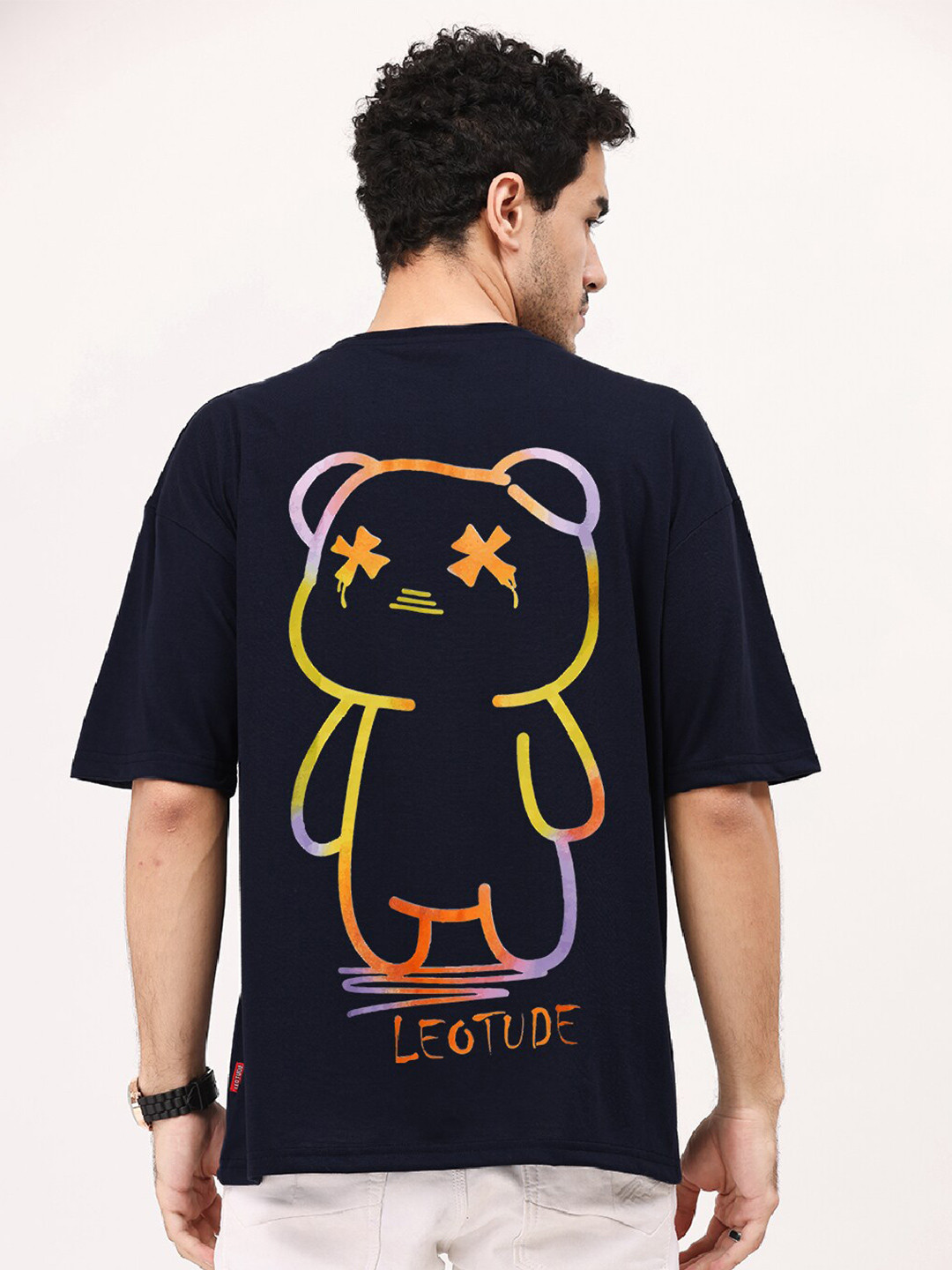 Buy Leotude Graphic Printed Drop Shoulder Sleeves Oversized T Shirt ...