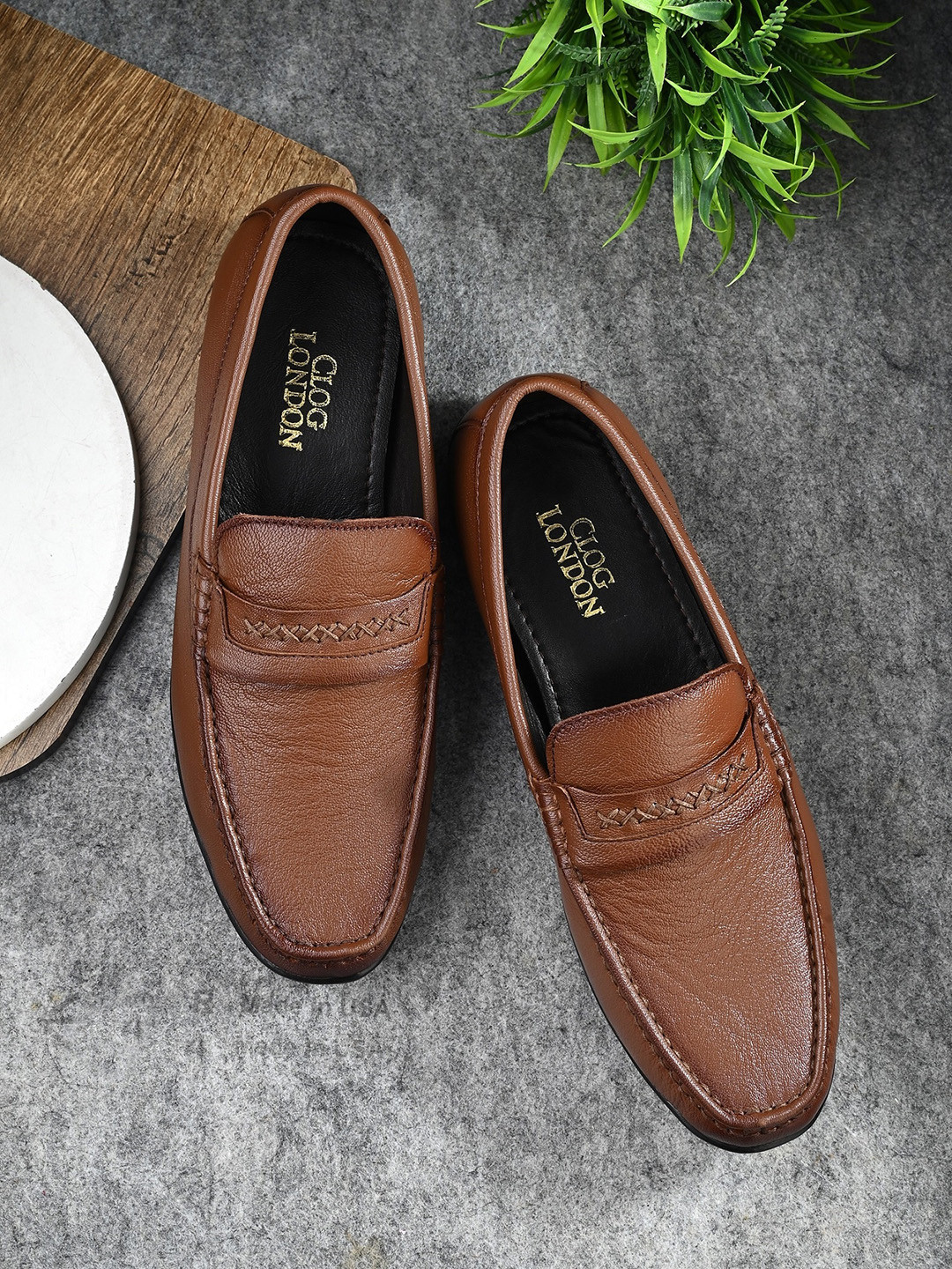 Buy CLOG LONDON Men Textured Leather Loafers - Casual Shoes for Men ...
