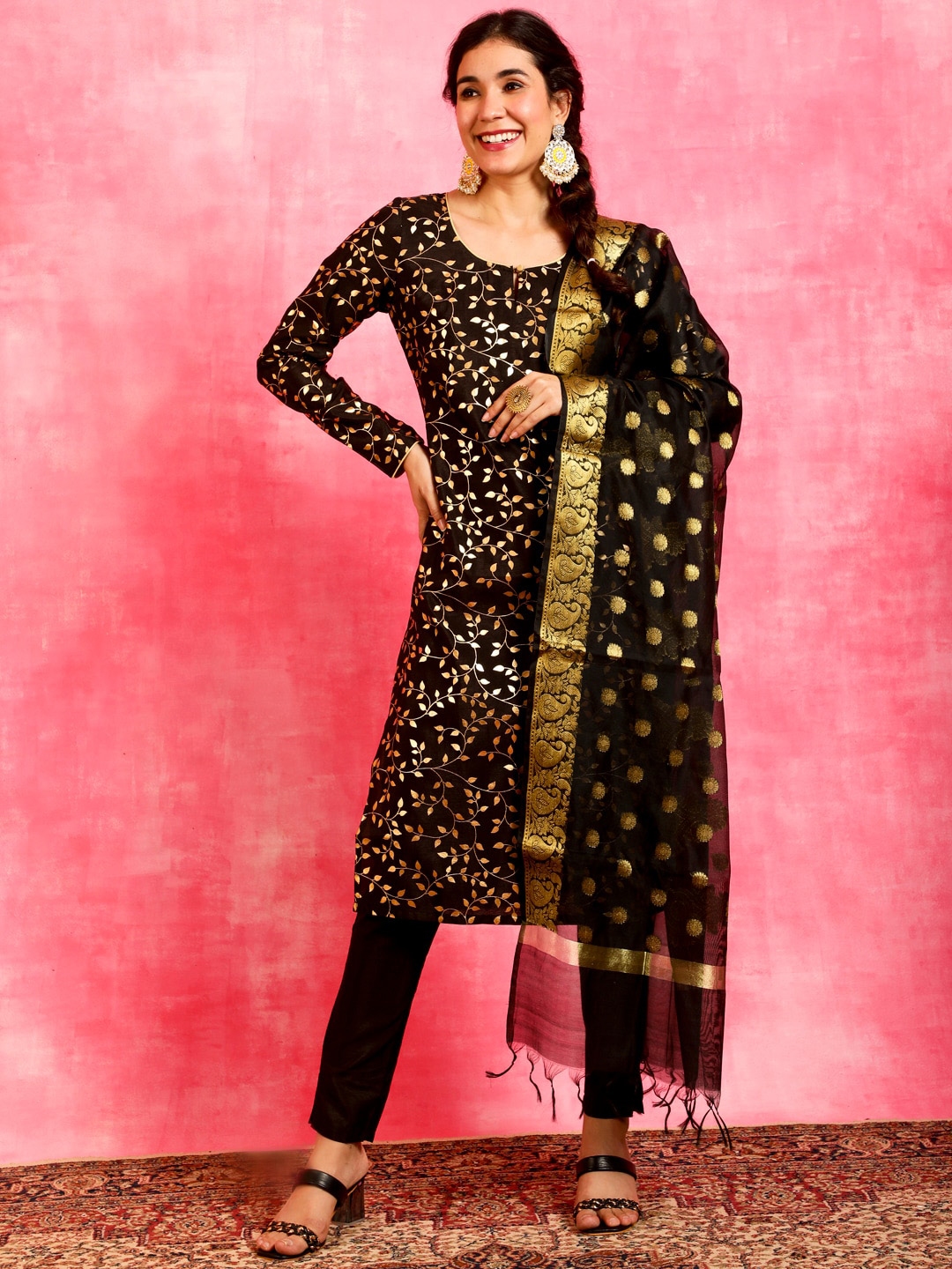 Buy Anouk Ethnic Motifs Printed Regular Kurta With Trousers And Dupatta