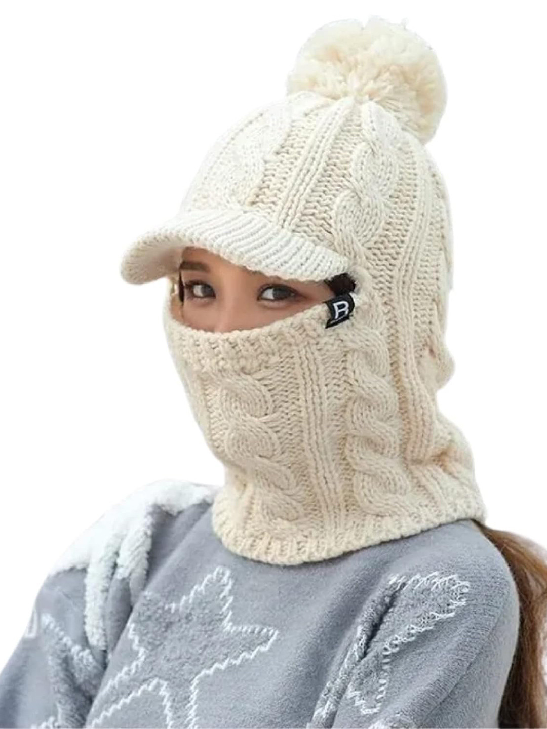 Buy Zacharias Women Woollen Balaclava With Neck Warmer - Caps for Women ...
