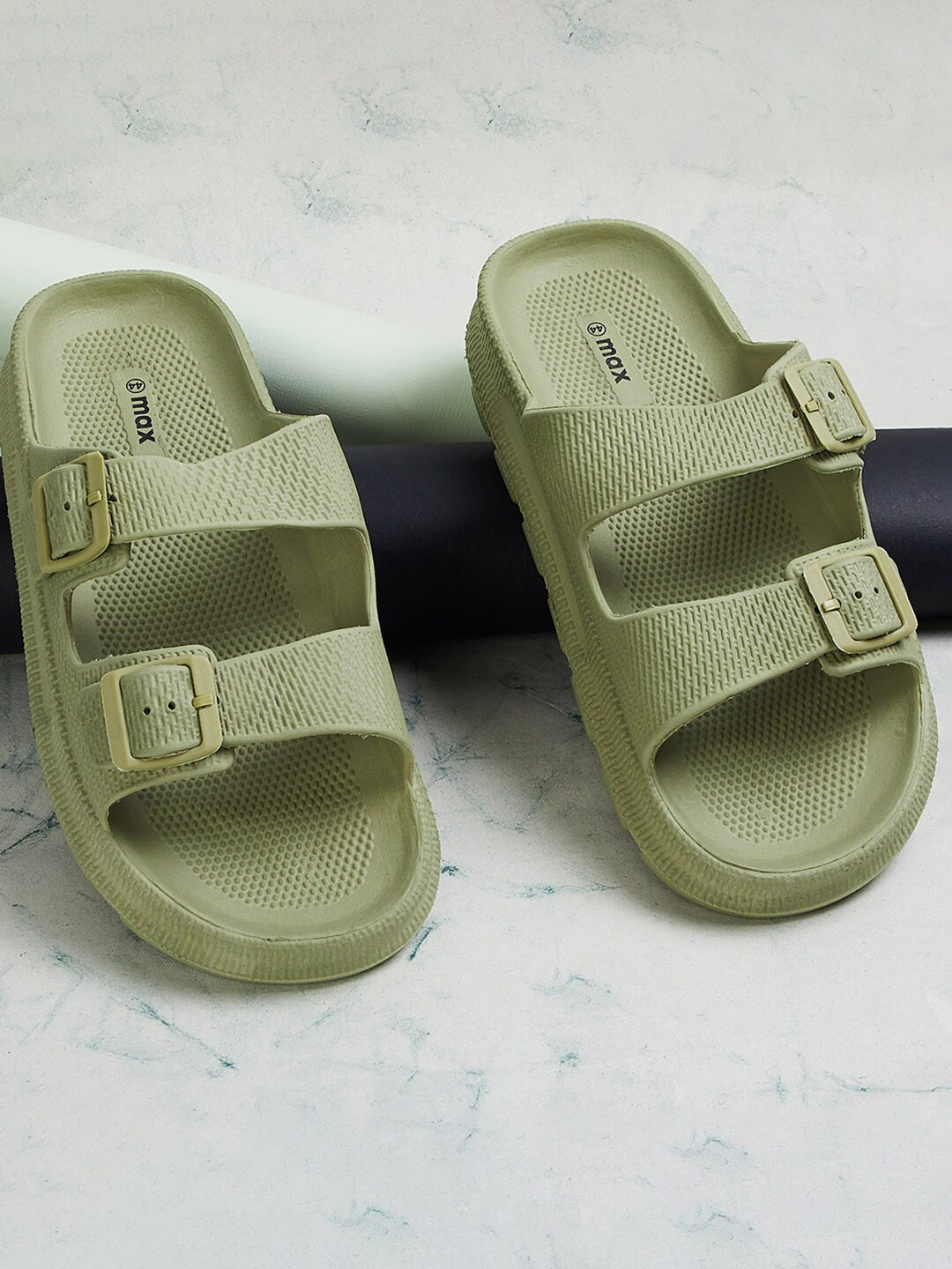 Buy Max Men Sliders With Buckles - Flip Flops for Men 25165572 | Myntra