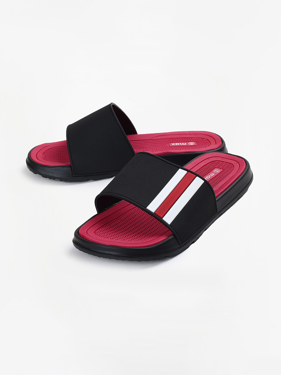 Buy Max Men Striped Sliders - Flip Flops for Men 25165602 | Myntra