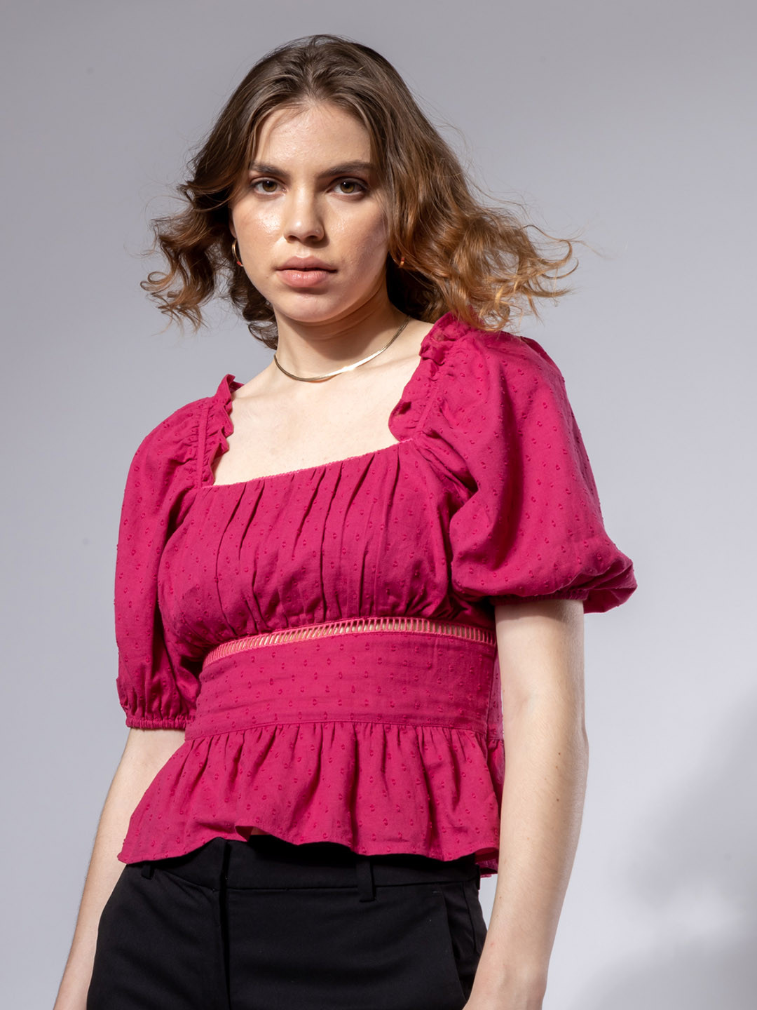 Buy H&M Cotton Dobby Peplum Top - Tops for Women 25165848 | Myntra