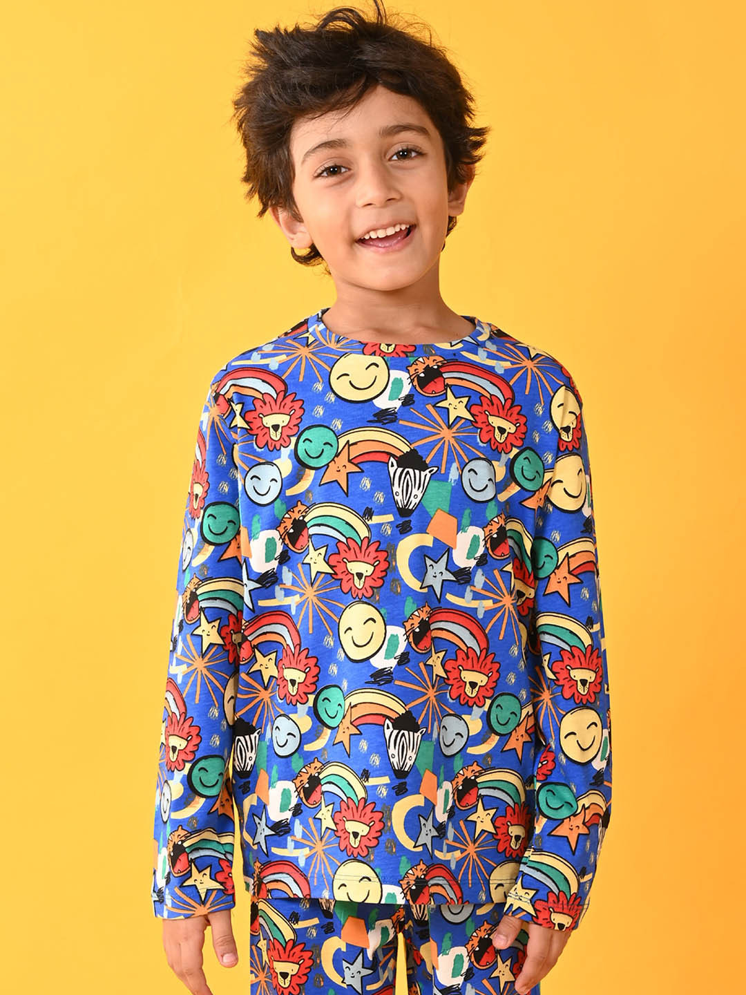 Buy Anthrilo Boys Blue & Red Printed Night Suit - Night Suits for Boys ...