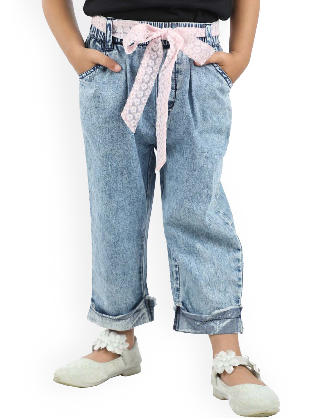 Buy Budding Bees Girls Blue Mildly Distressed Heavy Fade Stretchable ...