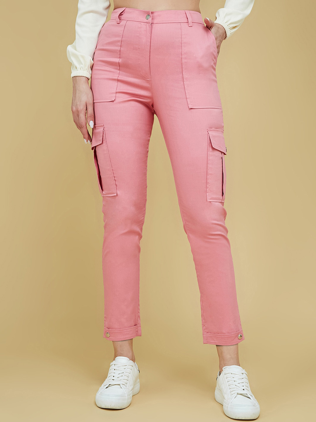 Buy DressBerry Women Slim Fit High Rise Cargos - Trousers for Women ...