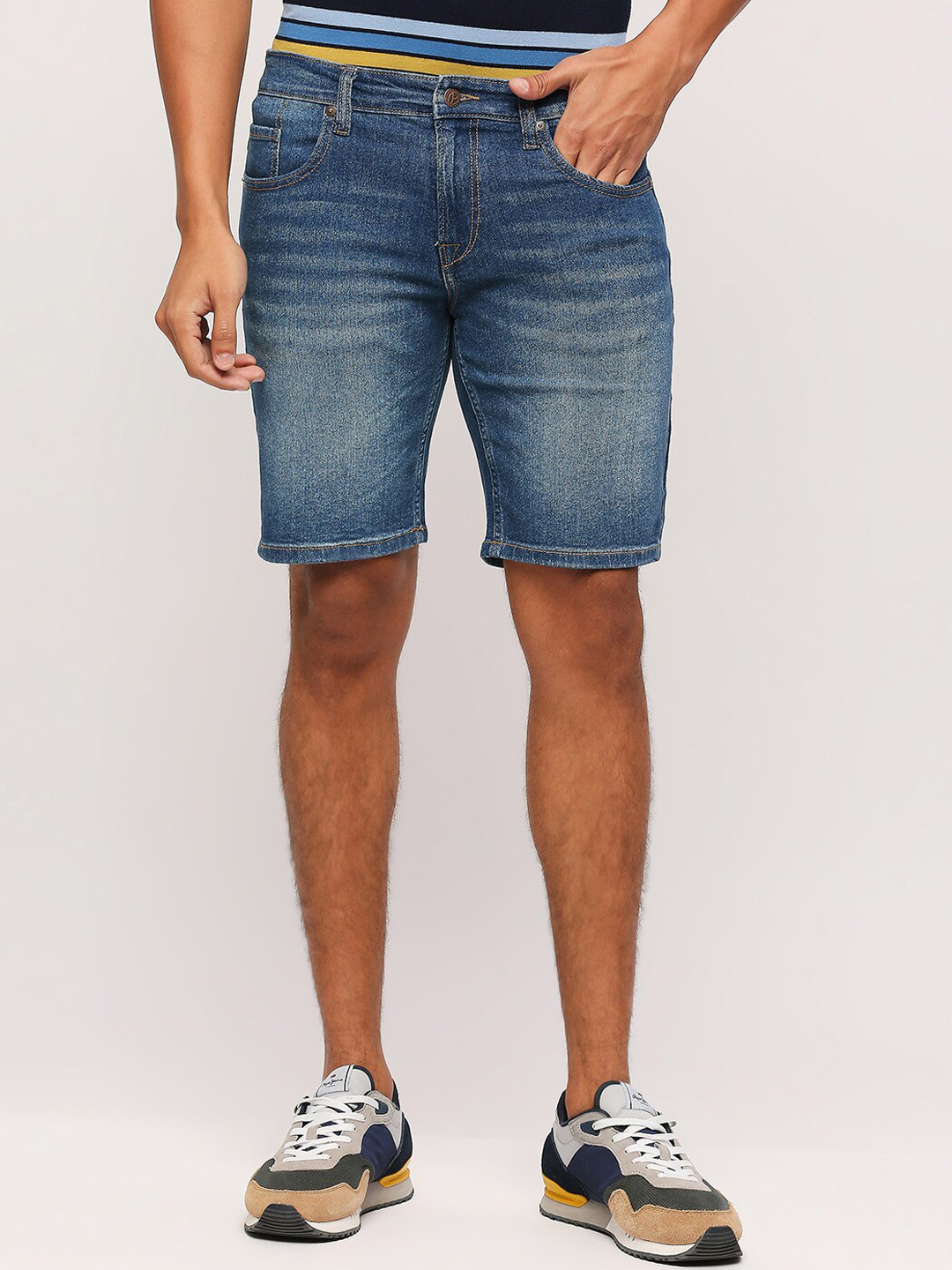 Buy Pepe Jeans Men Blue Washed Denim Shorts Technology - Shorts for Men ...