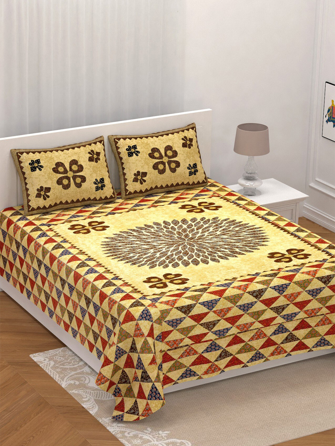 Buy LIVING ROOTS Super King Size Jaipur Block Print Cotton Double ...