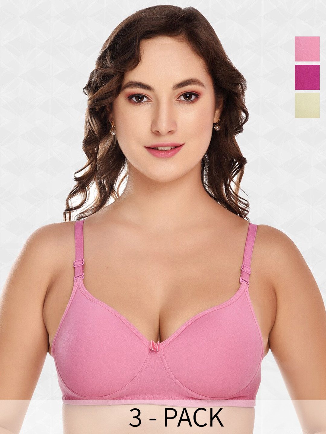 Buy ACCEZORY Pack Of 3 Medium Coverage Lightly Padded Bra With All Day Comfort - Bra for Women ...