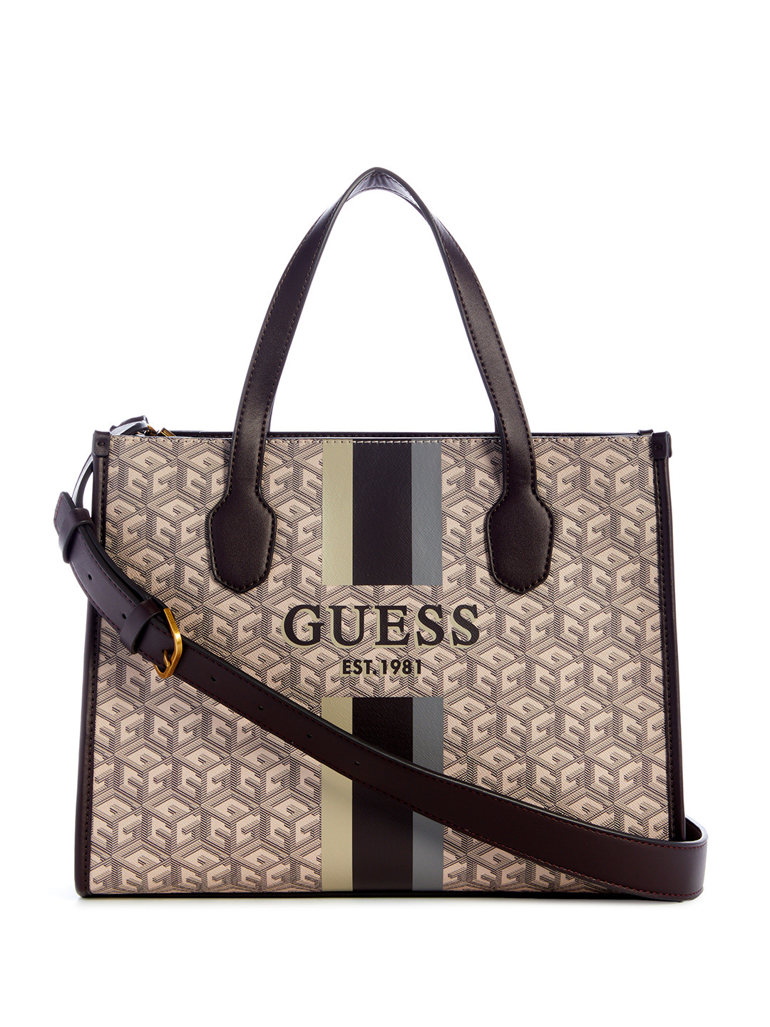 Buy GUESS Brand Logo Printed Structured Handheld Bag - Handbags for ...
