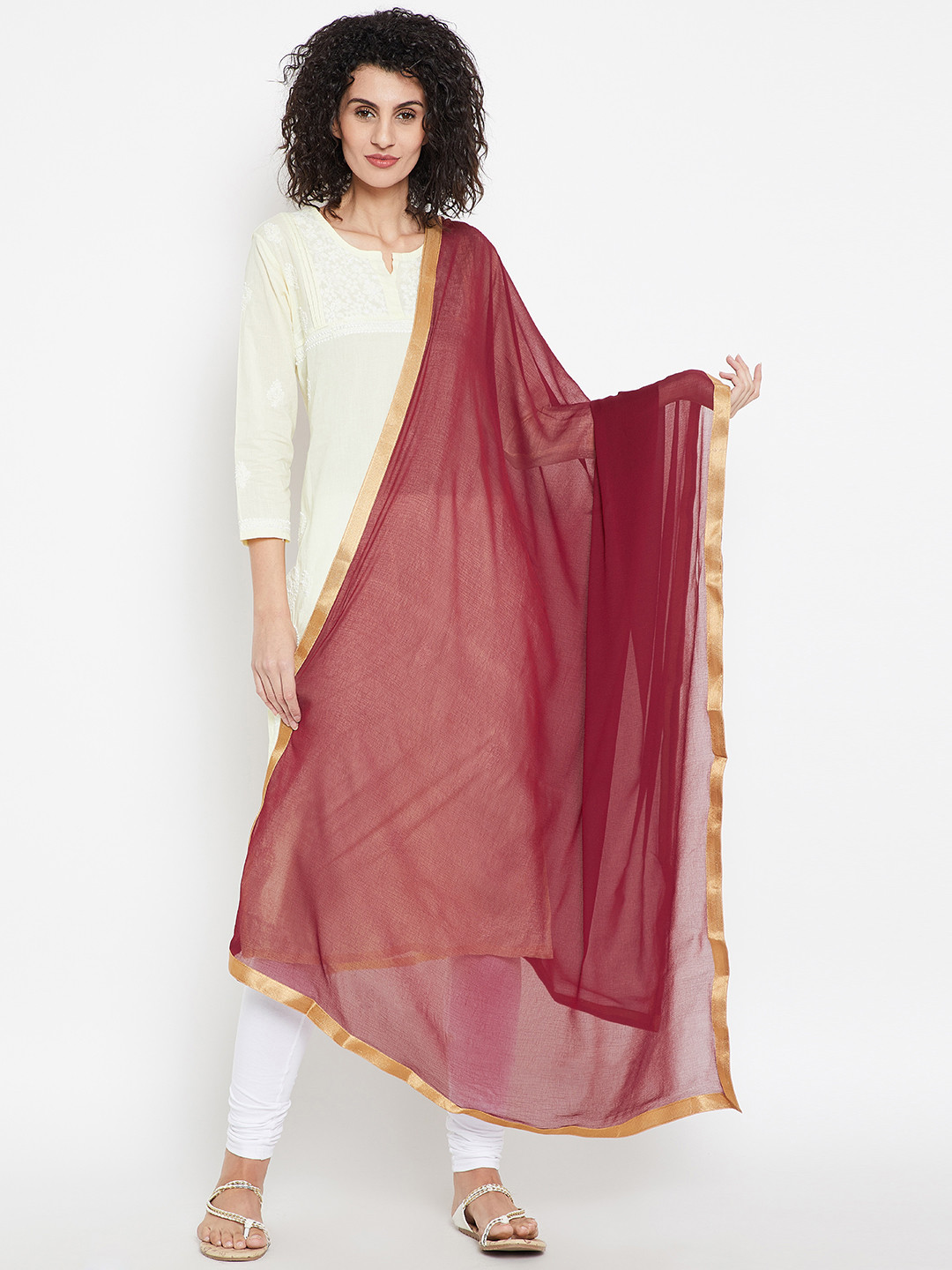 Buy Anahi Maroon Solid Dupatta - Dupatta for Women 2518307 | Myntra