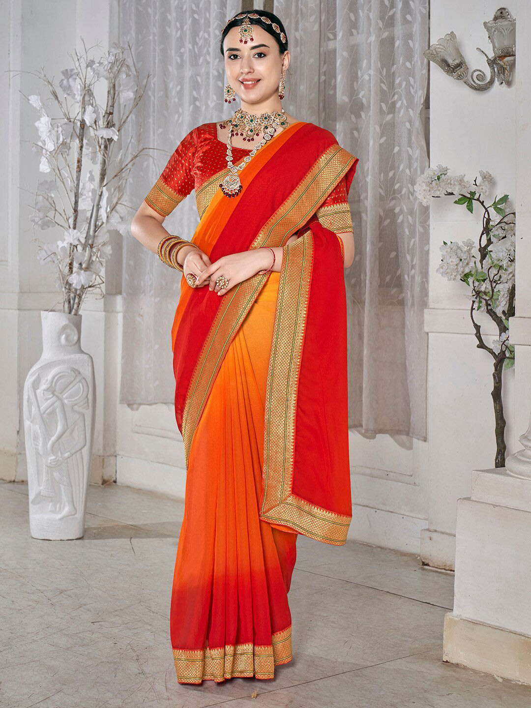 Buy Anouk Rustic Ombre Dyed Zari Saree - Sarees for Women 25199662 | Myntra