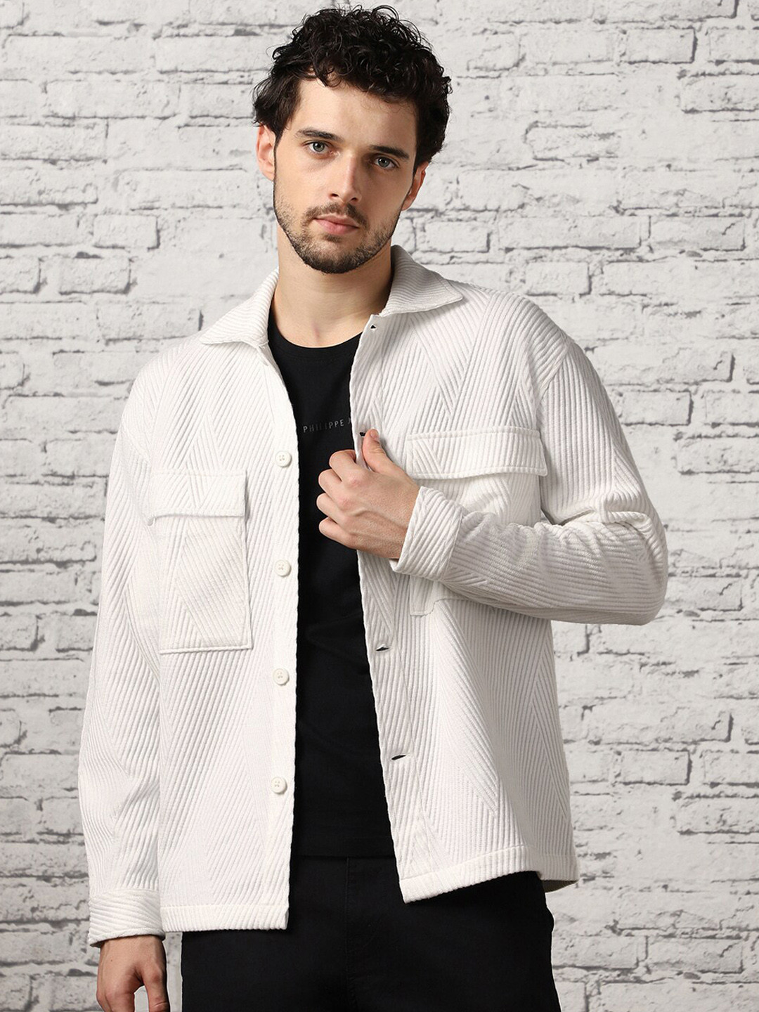 Buy NOBERO Striped Spread Collar Tailored Jacket - Jackets for Men ...