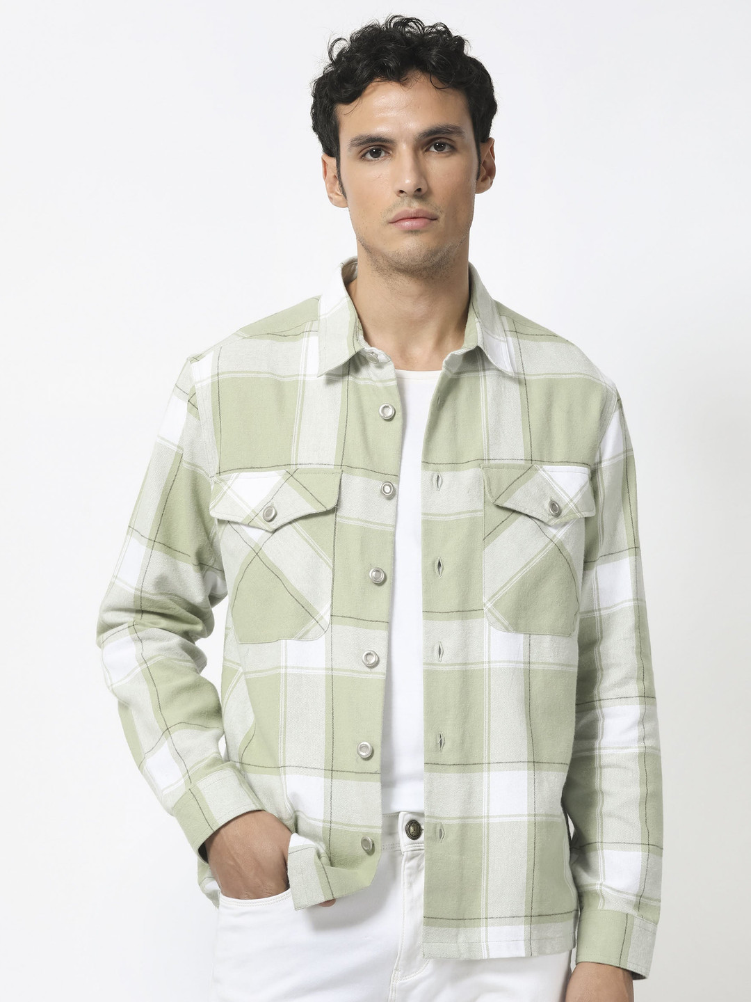 Buy RARE RABBIT Men Areo Checked Cotton Shacket - Shackets for Men ...