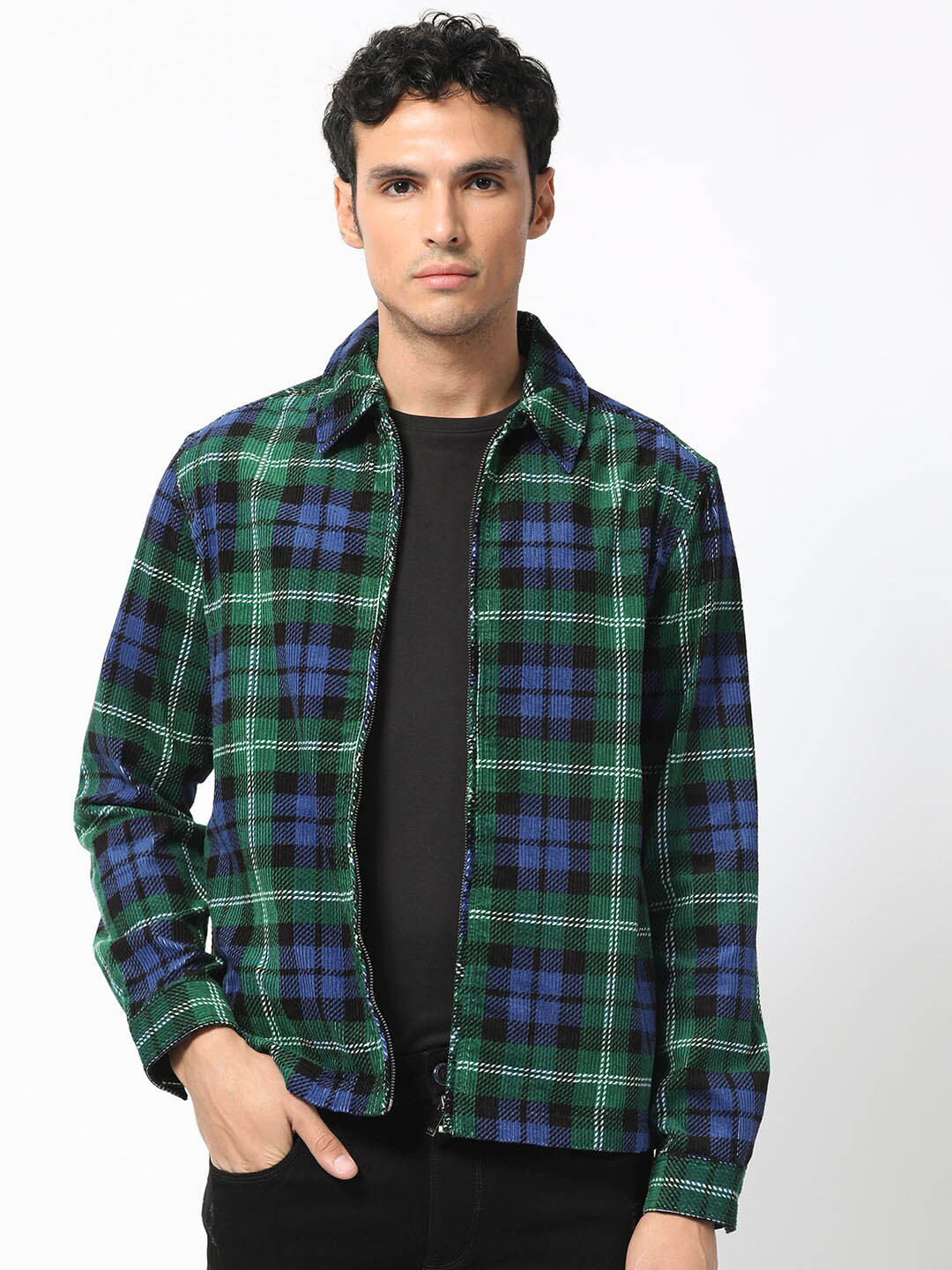 Buy RARE RABBIT Checked Spread Collar Cotton Shacket - Shirts for Men ...